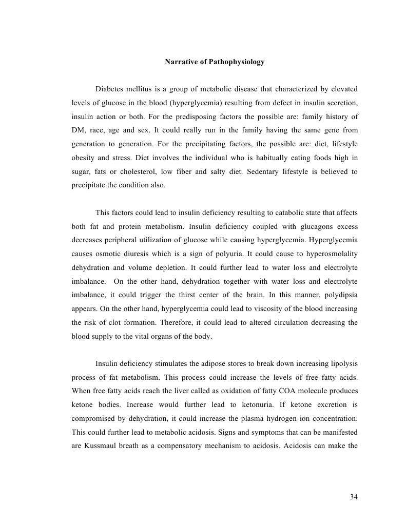 Narrative of Pathophysiology | PDF | Hyperglycemia | Insulin