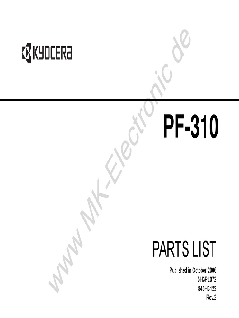 PF-310 Parts List Overview | PDF | Vehicles | Manufactured Goods