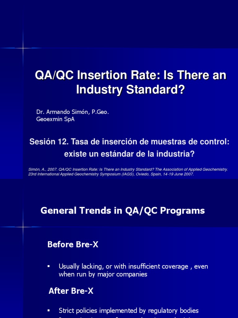 12-QAQC Insertion Rate-Is There An Industry Standard-V6.7 | PDF | Accuracy And Precision | Mining