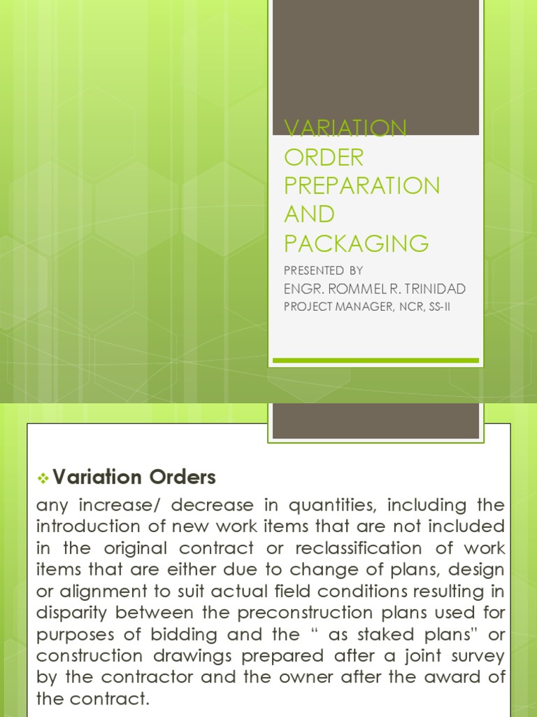 Variation Order Preparation and Packagingwith Animation | Download Free ...