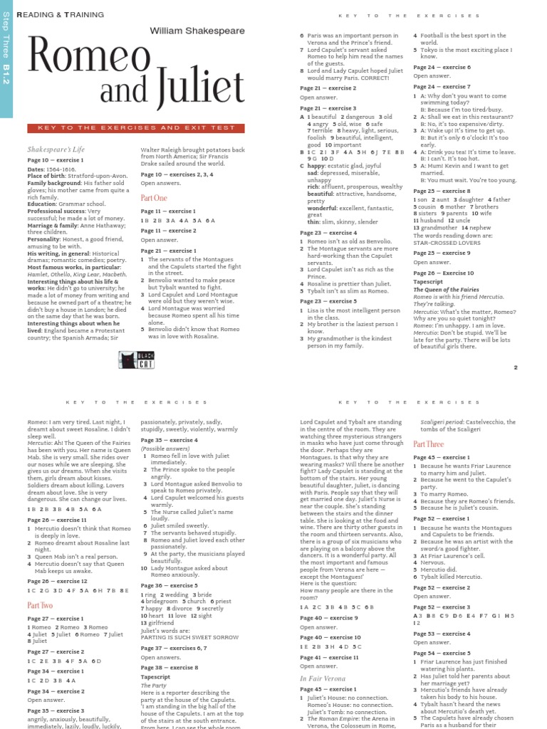 Romeo and Juliet (Reading and Training) PDF | PDF | Characters In Romeo ...