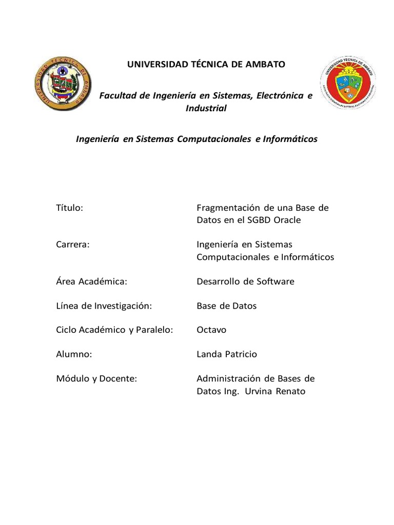 Fragmentación de Una Base de Datos en Oracle 11g | PDF | Tabla (base de datos) | Base de datos ...