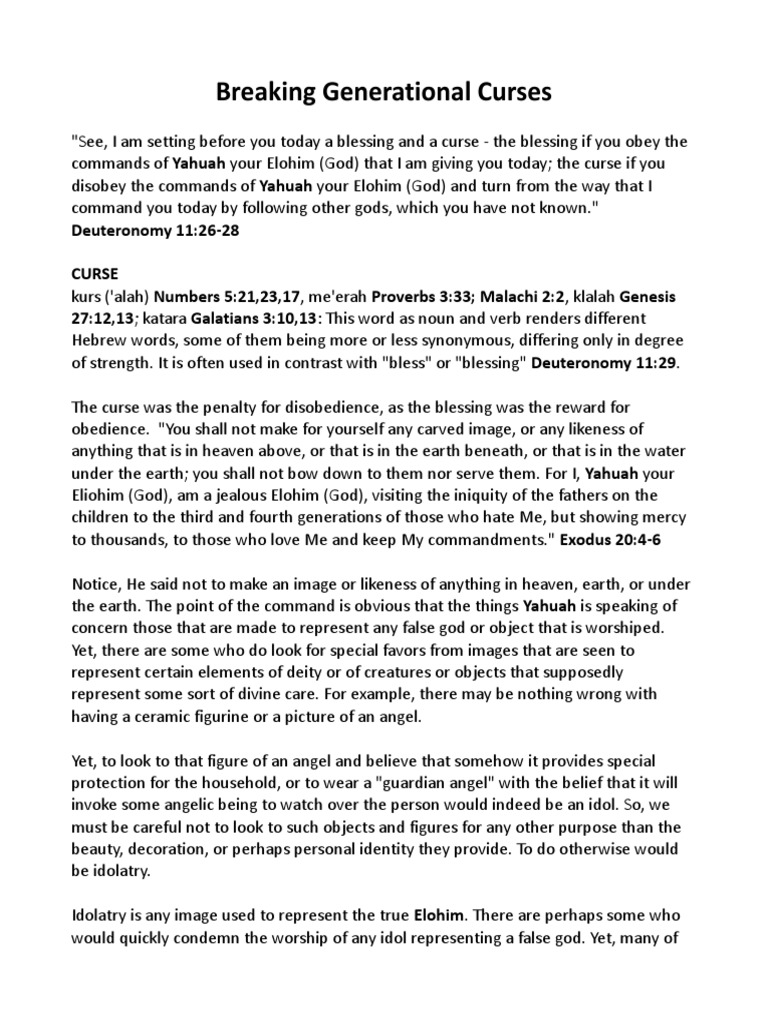Breaking Generational Curses | PDF | Idolatry | Sin