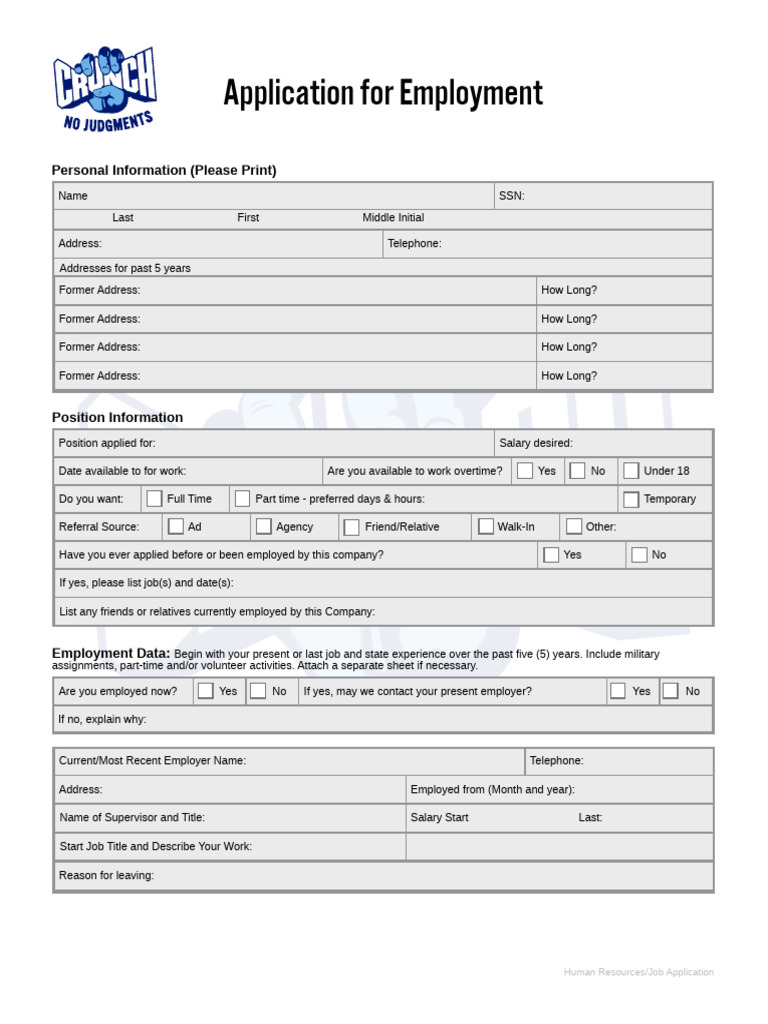 Crunch Fitness Job Application | Background Check | Employment