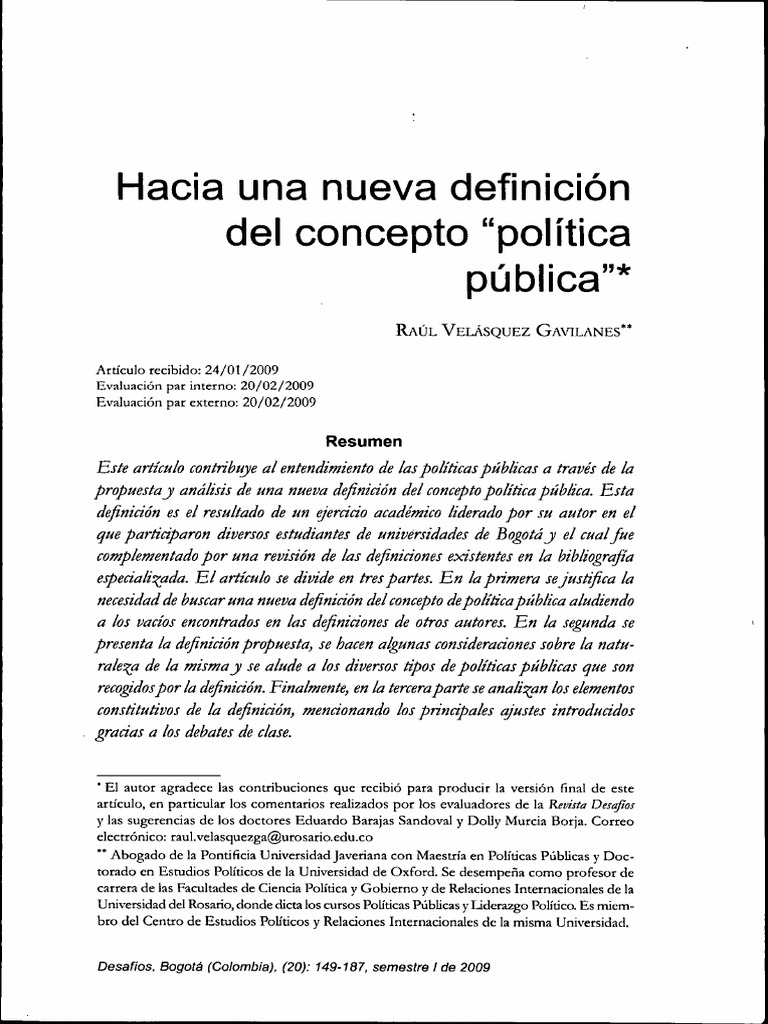 Hacia Una Nueva Definicion de Las Politicas Publicas PDF | PDF