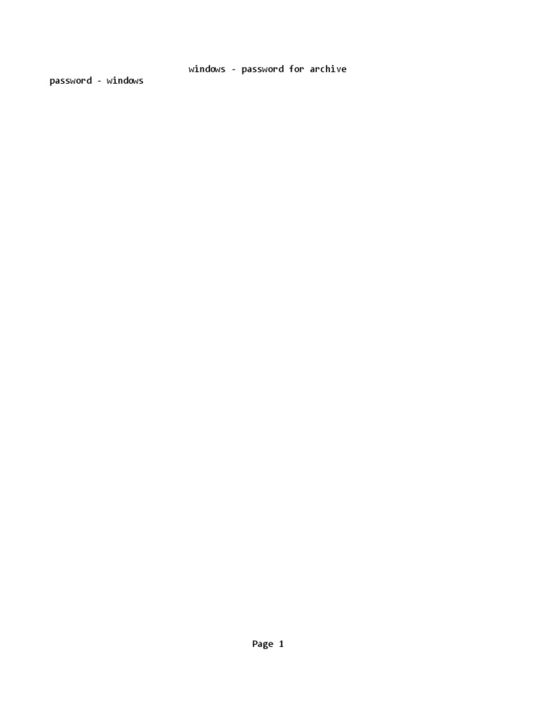 Windows - Password For Archive | PDF