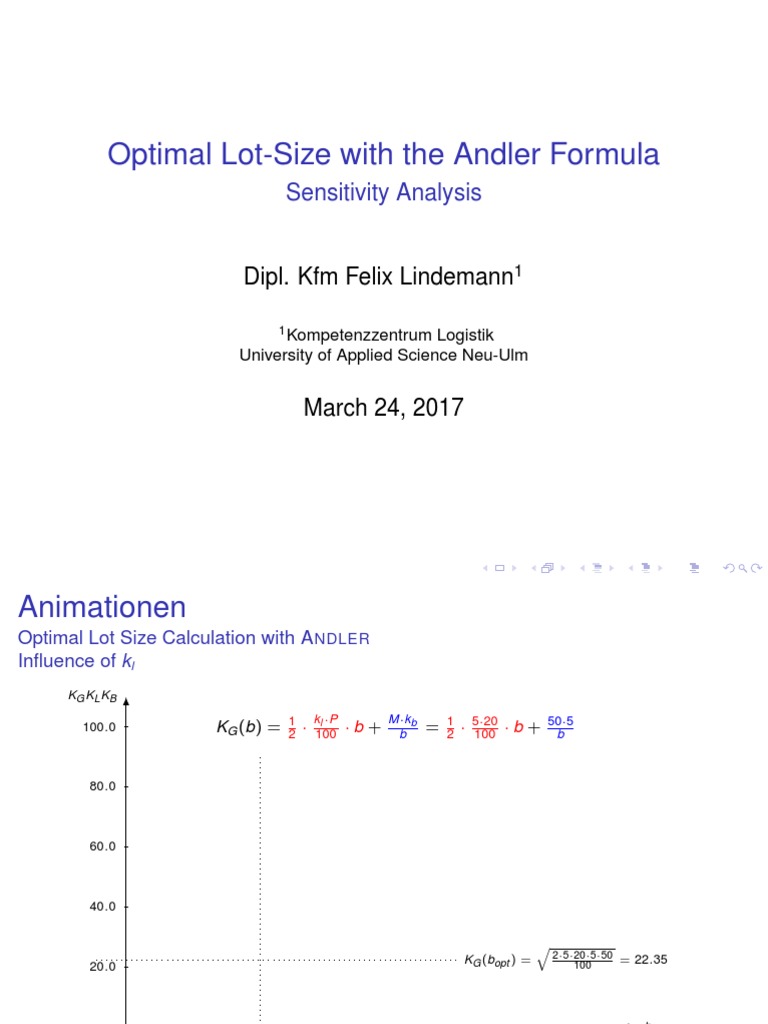 Optimal Lot-Size With The Andler Formula: Sensitivity Analysis ...