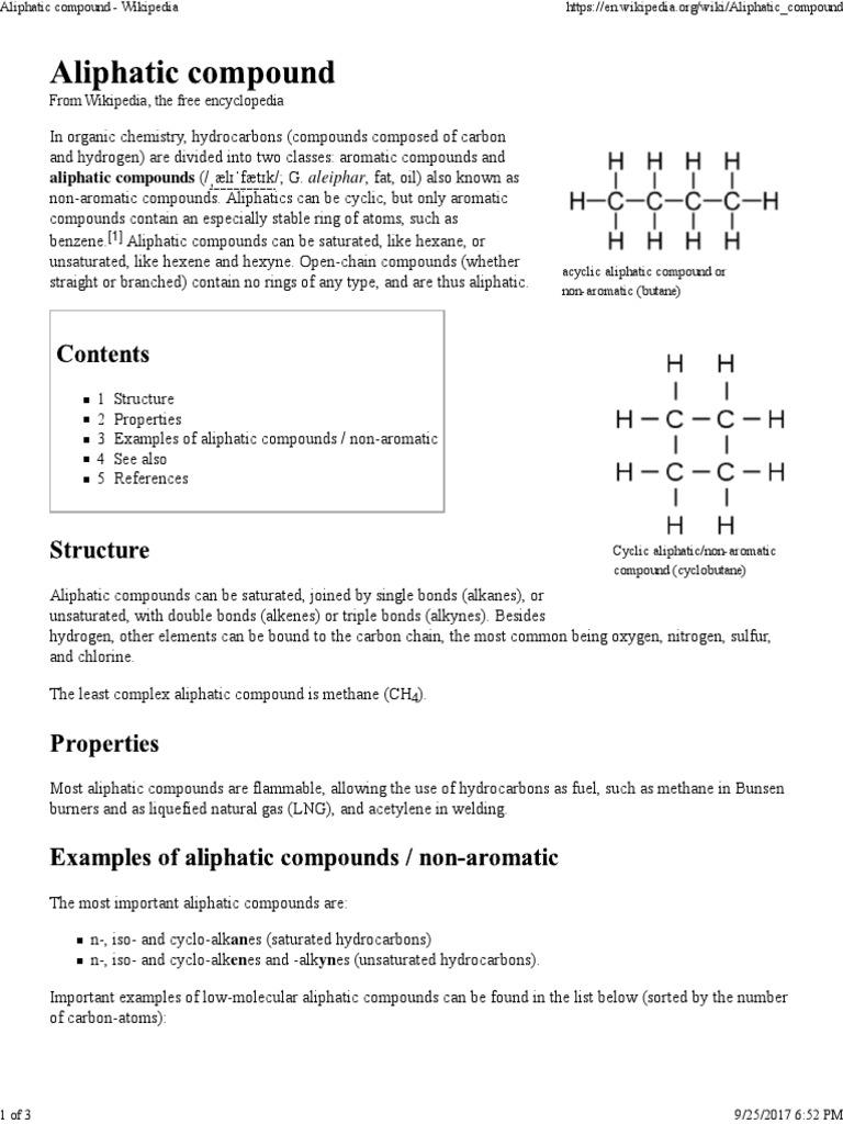Aliphatic Compound - Wikipedia | PDF | Hydrocarbons | Carbon Compounds