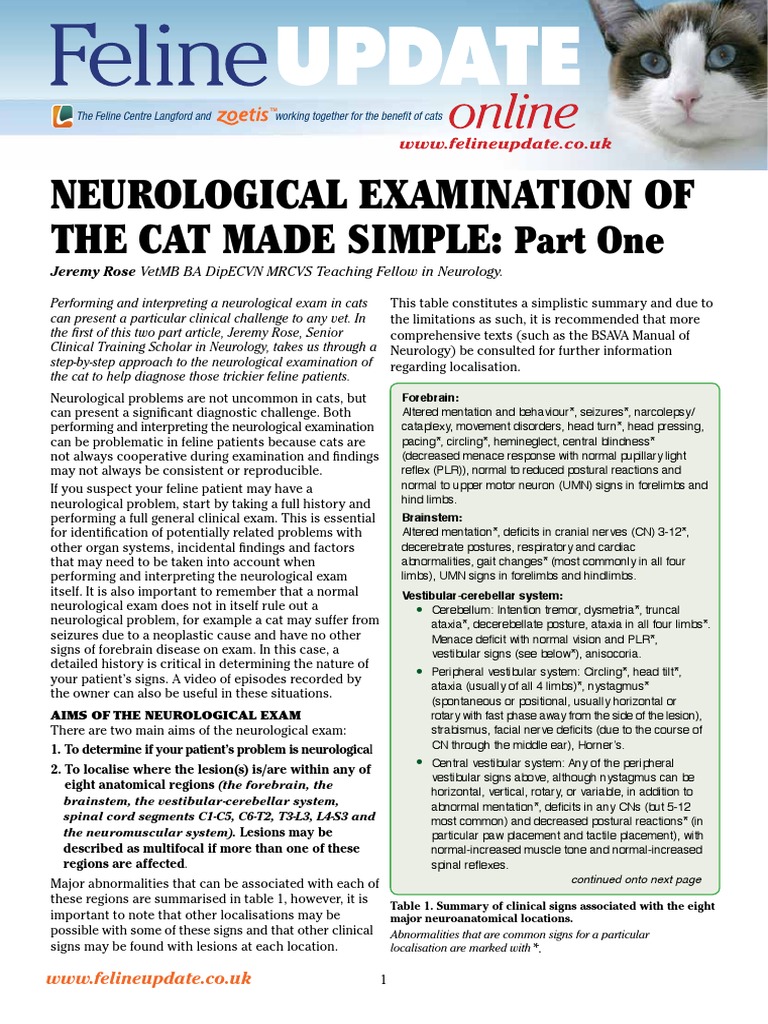 Neurological Examination of the Cat Made Simple: A Step-by-Step Guide ...