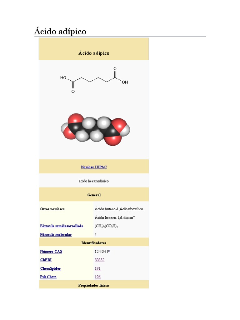 Ácido Adípico | PDF | Compuestos orgánicos | Química Orgánica