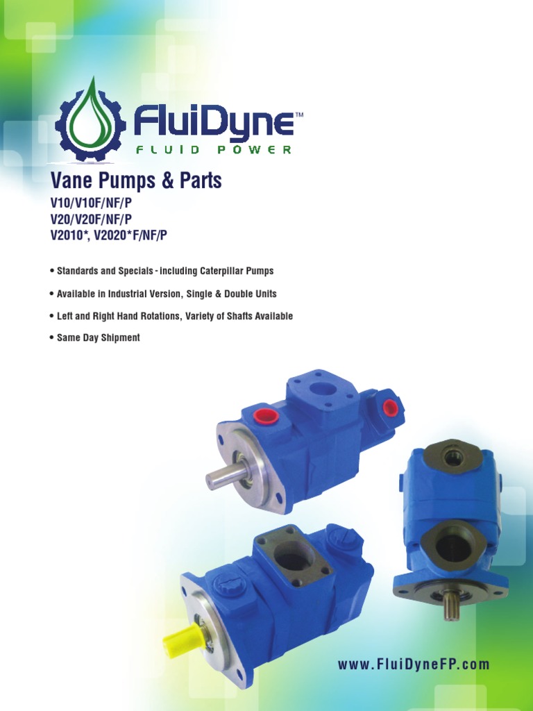 Vane Pumps & Parts - V10, V20, V2010, V2020 FLUIDYNE | PDF | Valve | Pump