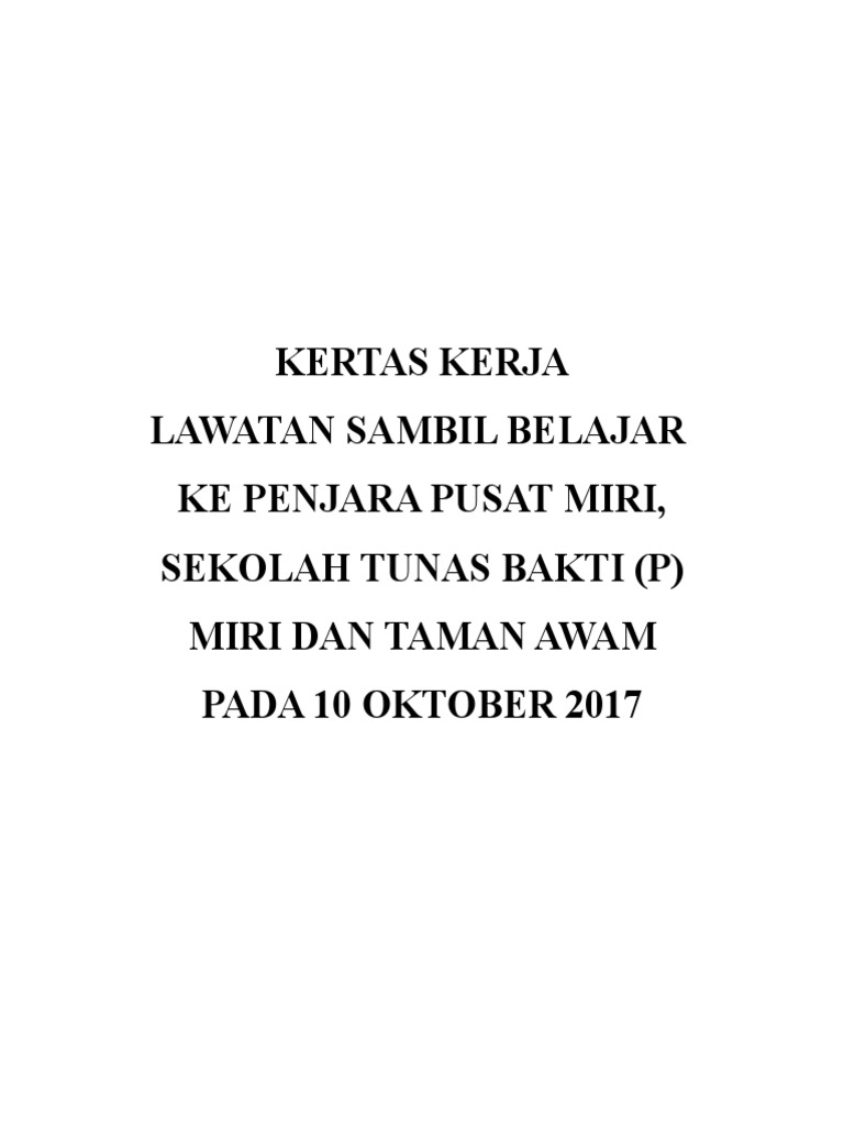 Contoh Kertas Kerja Lawatan | PDF
