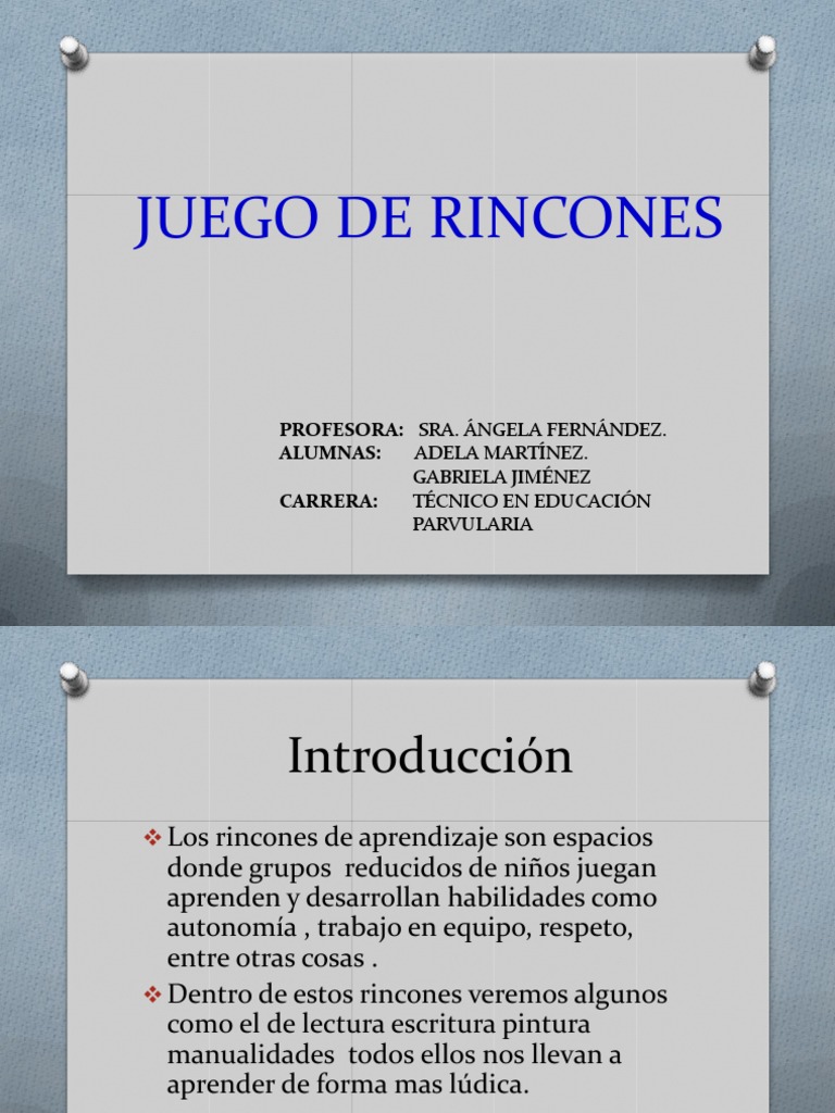 Juego de Rincones | PDF | Jardín de infancia | Aprendizaje