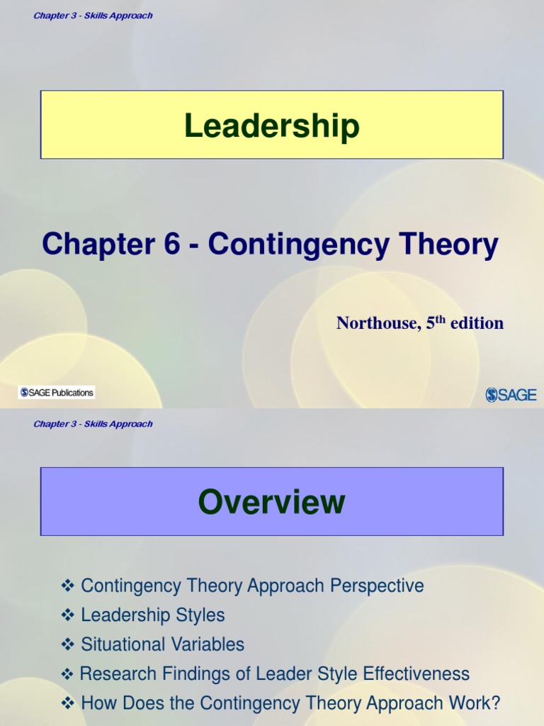 Leadership: Chapter 6 - Contingency Theory | PDF | Leadership ...