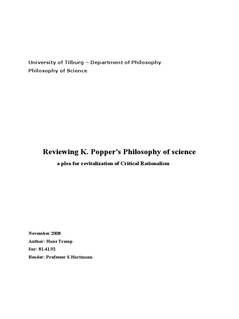 Reviewing K. Popper's Philosophy of Science | PDF | Falsifiability ...
