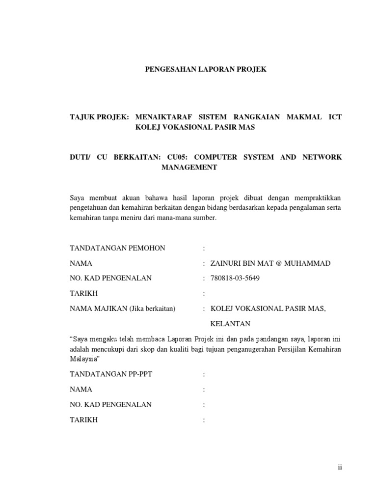 LAPORAN PROJEK Mukadepan | PDF