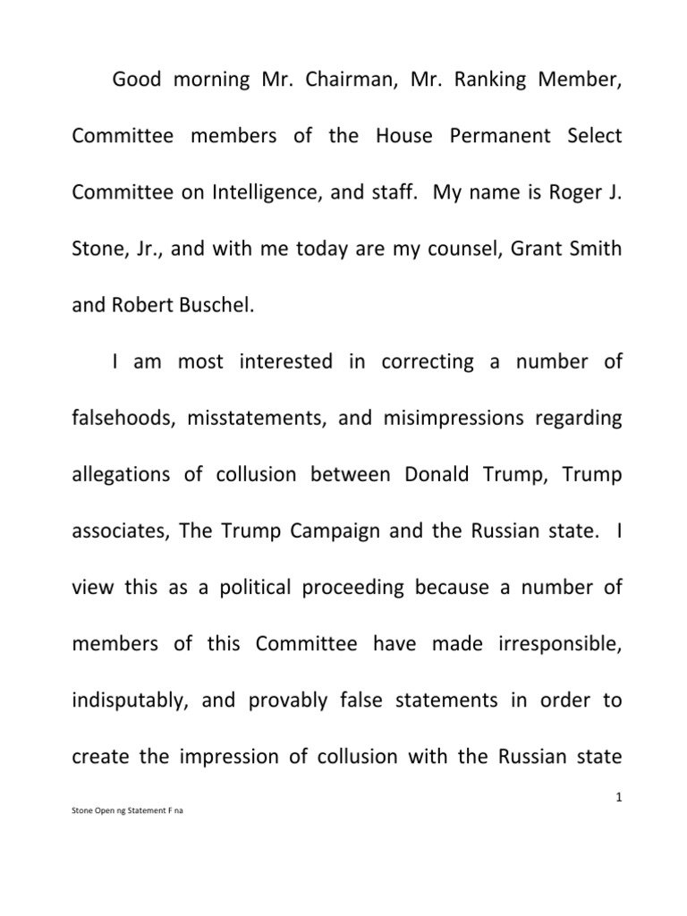 Stone Opening Statement | PDF | Wiki Leaks | Computing And Information ...