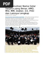 Penulisan Nama Dan Gelar Yang Tepat, Dari Sarjana Hingga Doktor | PDF