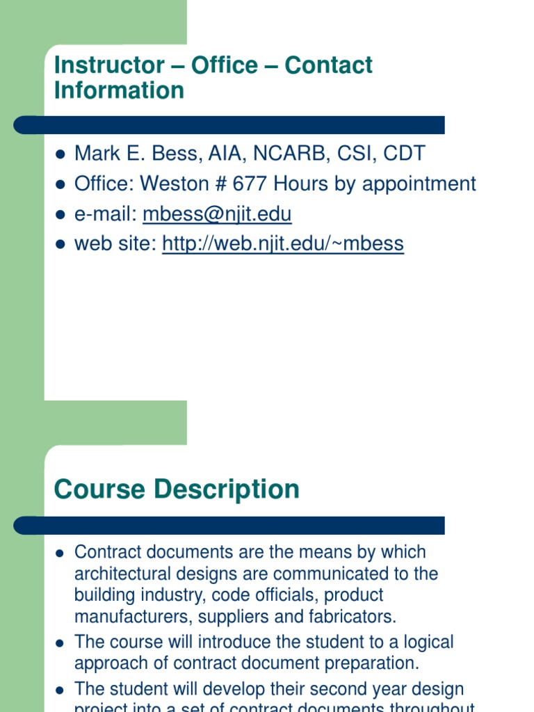 Instructor - Office - Contact Information | PDF | Design | Wall