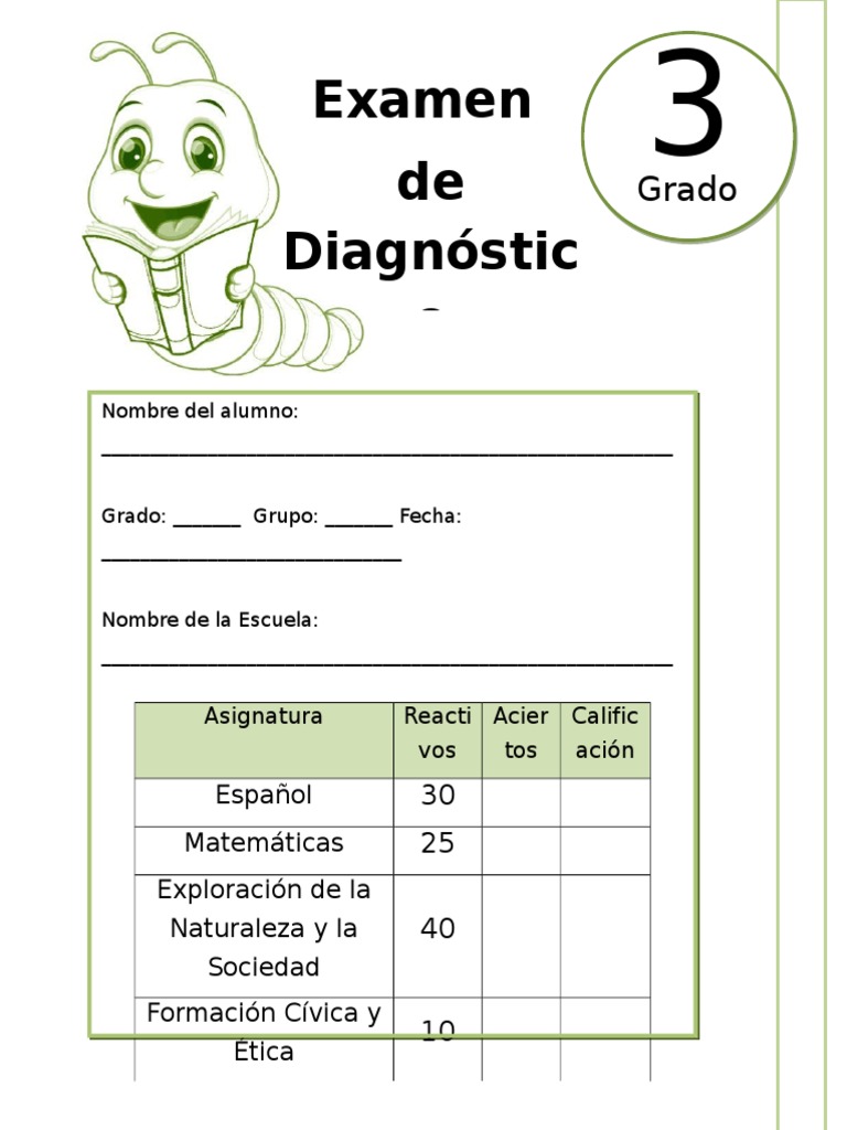 3er Grado - Examen de Diagnóstico (2017-2018) | PDF | Dom | Ortografía