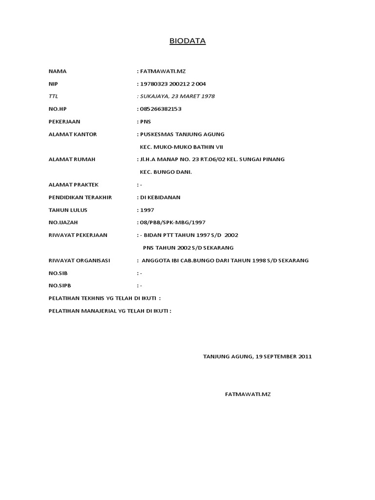 Biodata Anggota Ibi | PDF