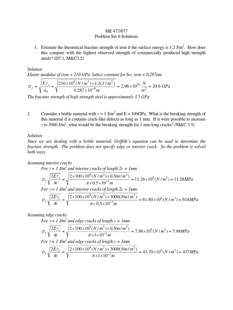 ProblemSet 4 Solutions | PDF | Fracture | Strength Of Materials