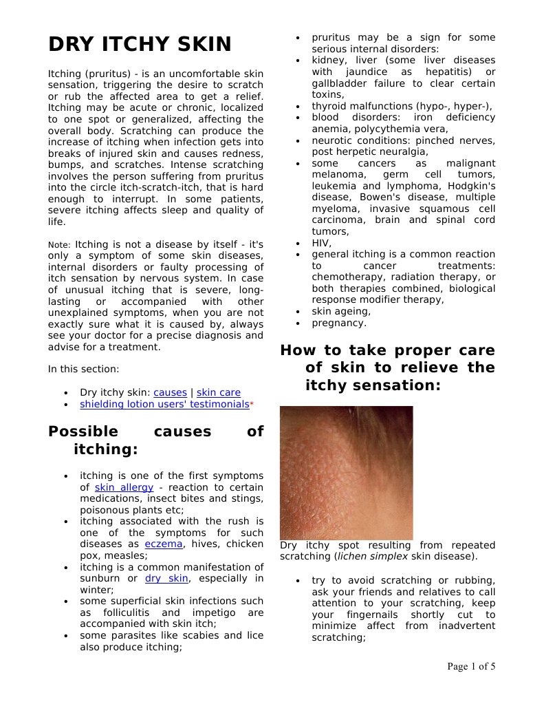 Causes and Care for Dry Itchy Skin | PDF | Dermatitis | Allergy