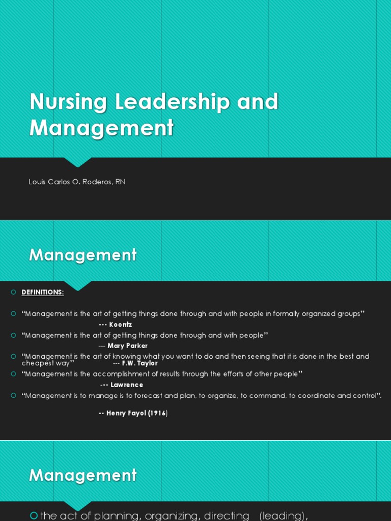 Nursing Leadership and Management | PDF | Leadership | Sociological ...