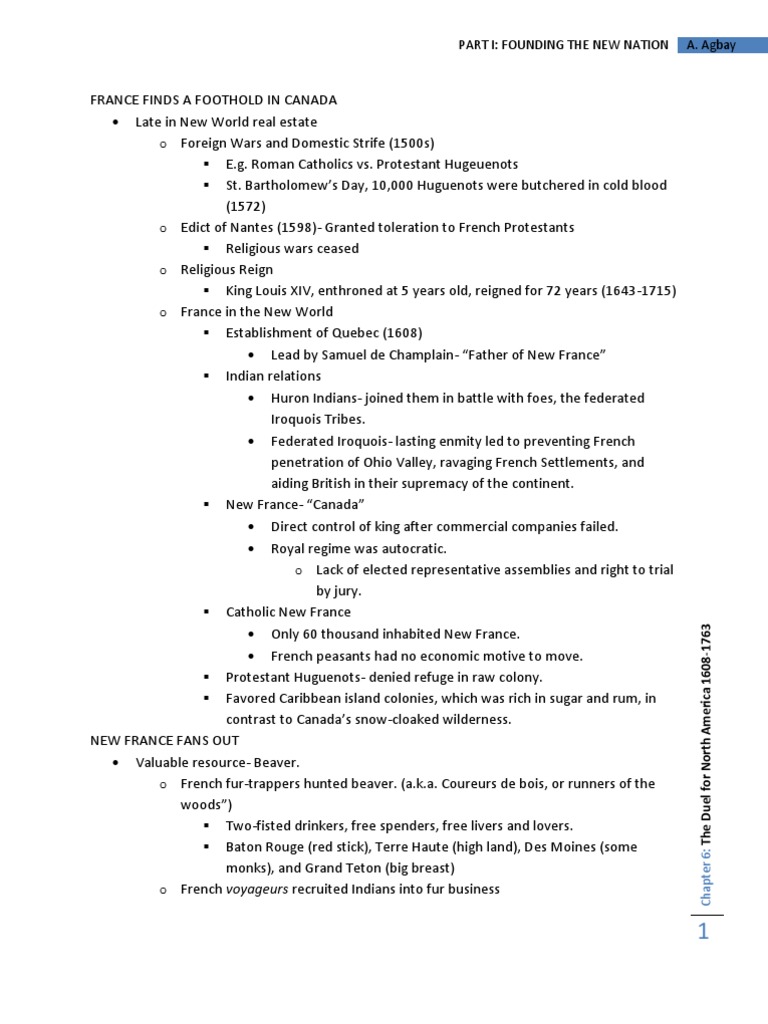 Part I Chapter 6 - The Duel For North America | PDF | New France ...