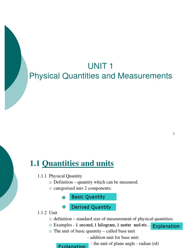 Physical Quantities and Measurements Guide | PDF | Euclidean Vector ...