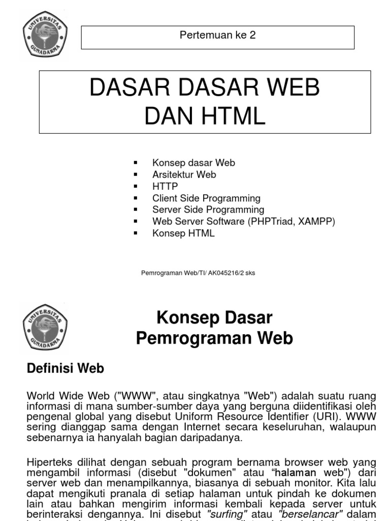 Dasar Web Dan HTML | PDF | Halaman Web Dinamis | Server Web