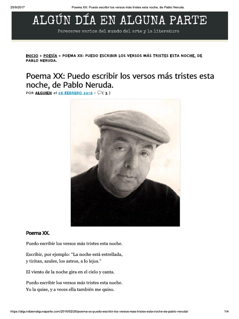 Poema XX - Pablo Neruda | PDF