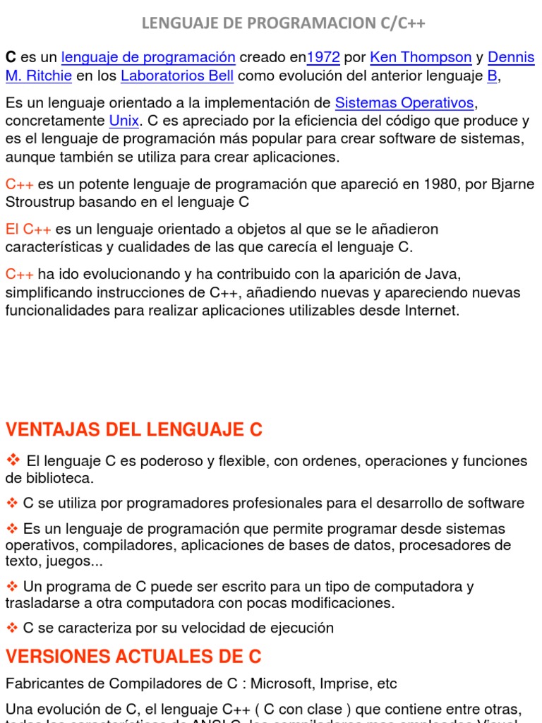 Historia y Uso de C/C++ | PDF | C (lenguaje de programación) | C