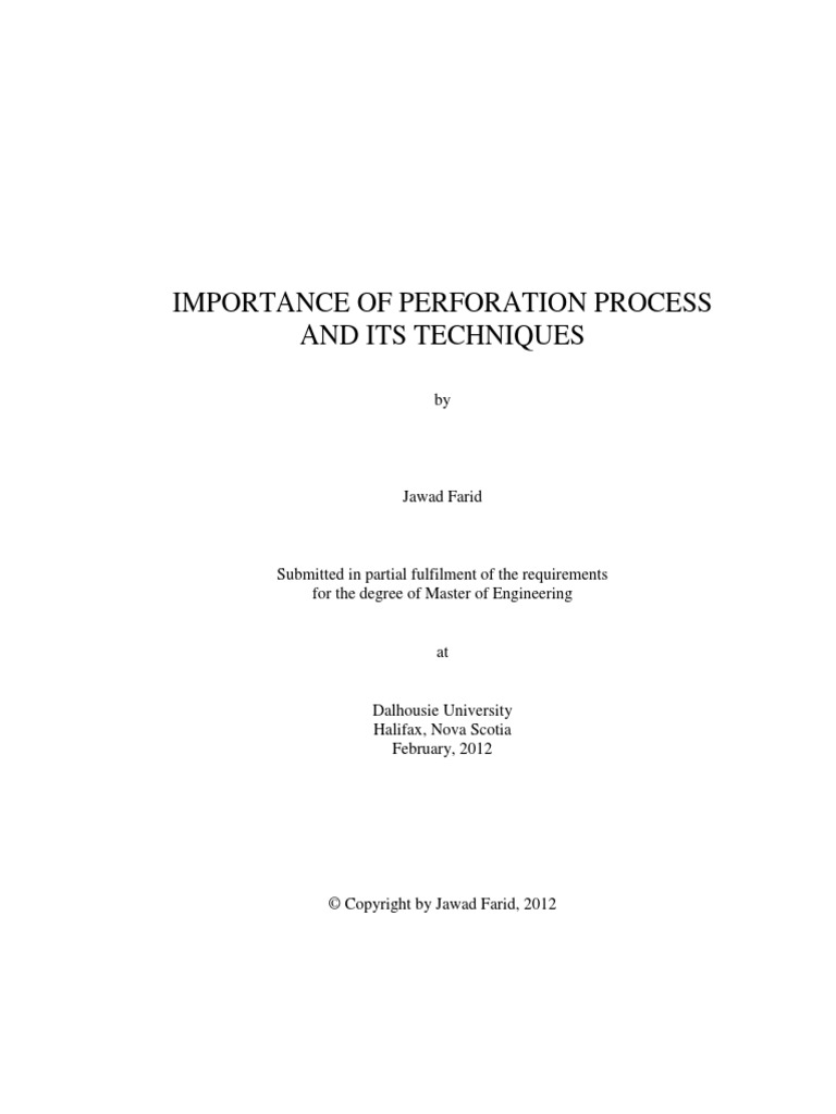 Dalhousie University Importance Of Perforation Process Its