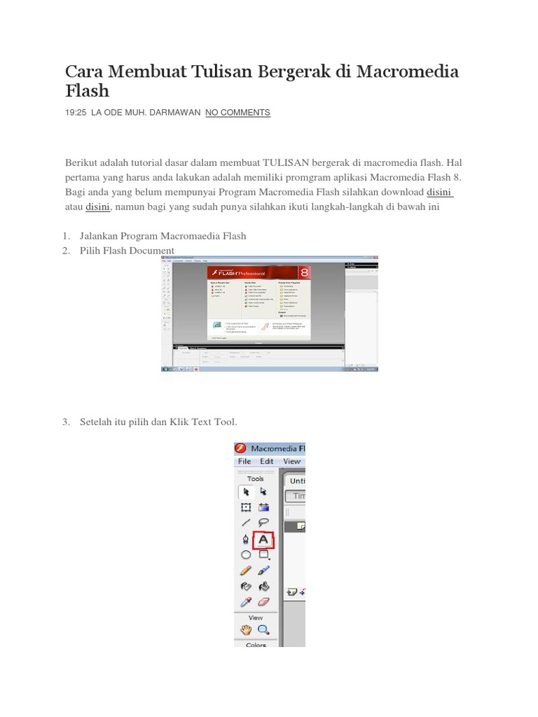 Cara Membuat Tulisan Bergerak Di Macromedia Flash | PDF