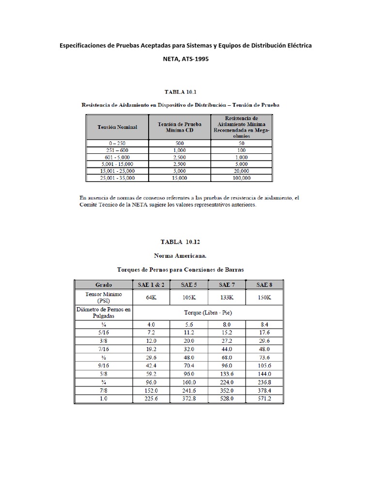 Especificaciones NETA ATS 2021 | PDF