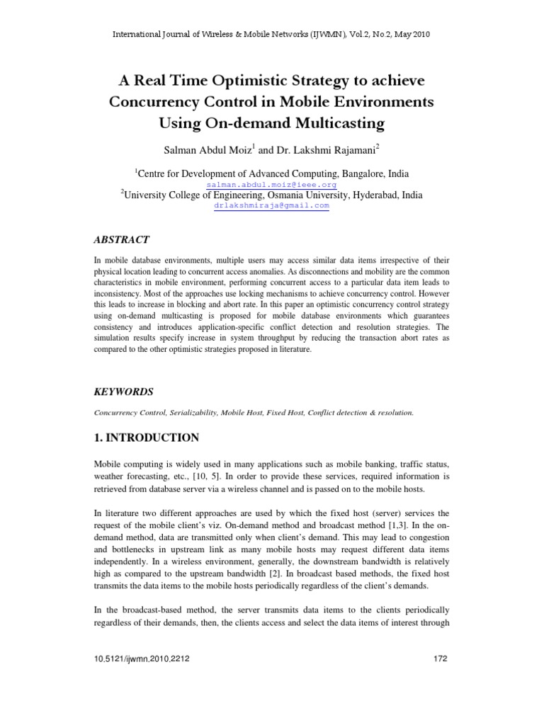 A Real Time Optimistic Strategy To Achieve Concurrency Control In