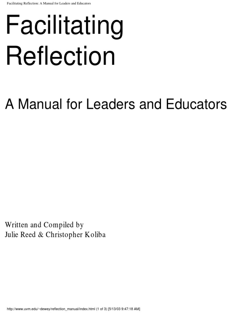 Facilitating Reflection: A Manual For Leaders and Educators | PDF ...