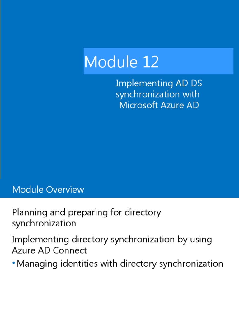Implementing AD DS Synchronization With Microsoft Azure AD | PDF | Active Directory | Cloud ...