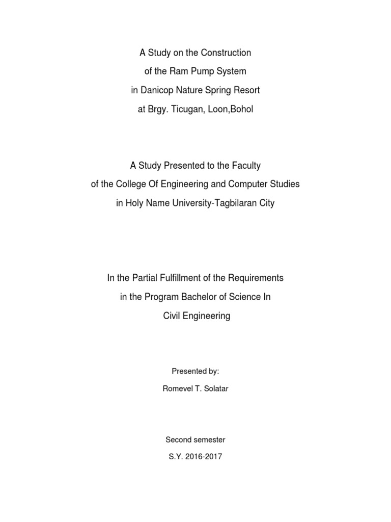 Constructing an Efficient Ram Pump System to Provide Water Access for ...