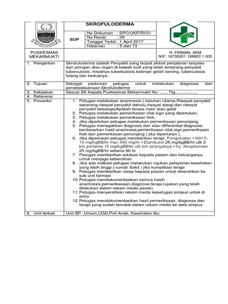 5 SOP Skrofuloderma | PDF