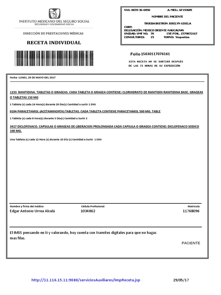 RECETA IMSS PLANTILLA
