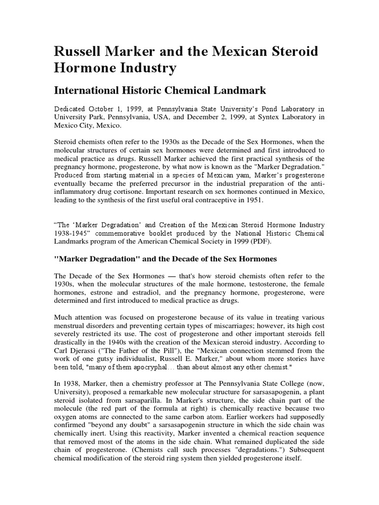 Russell Marker and The Mexican Steroid Hormone Industry | PDF ...