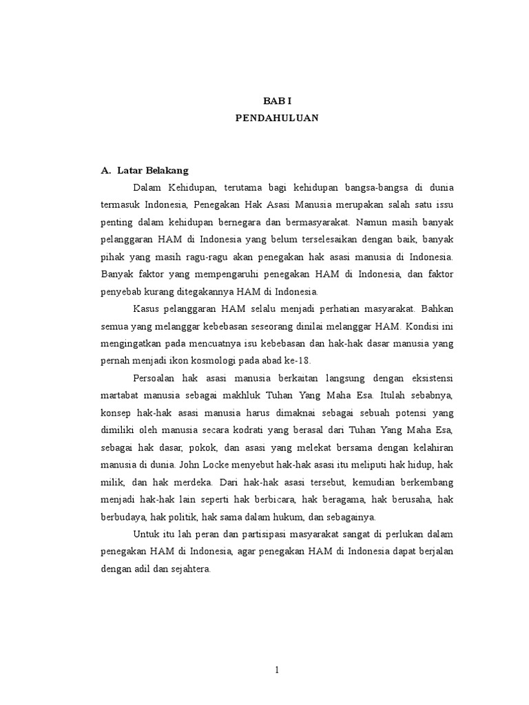 Makalah Peran Masyarakat Dalam Upaya Kemajuan Penghormatan Dan Penegakan HAM Di Indonesia | PDF