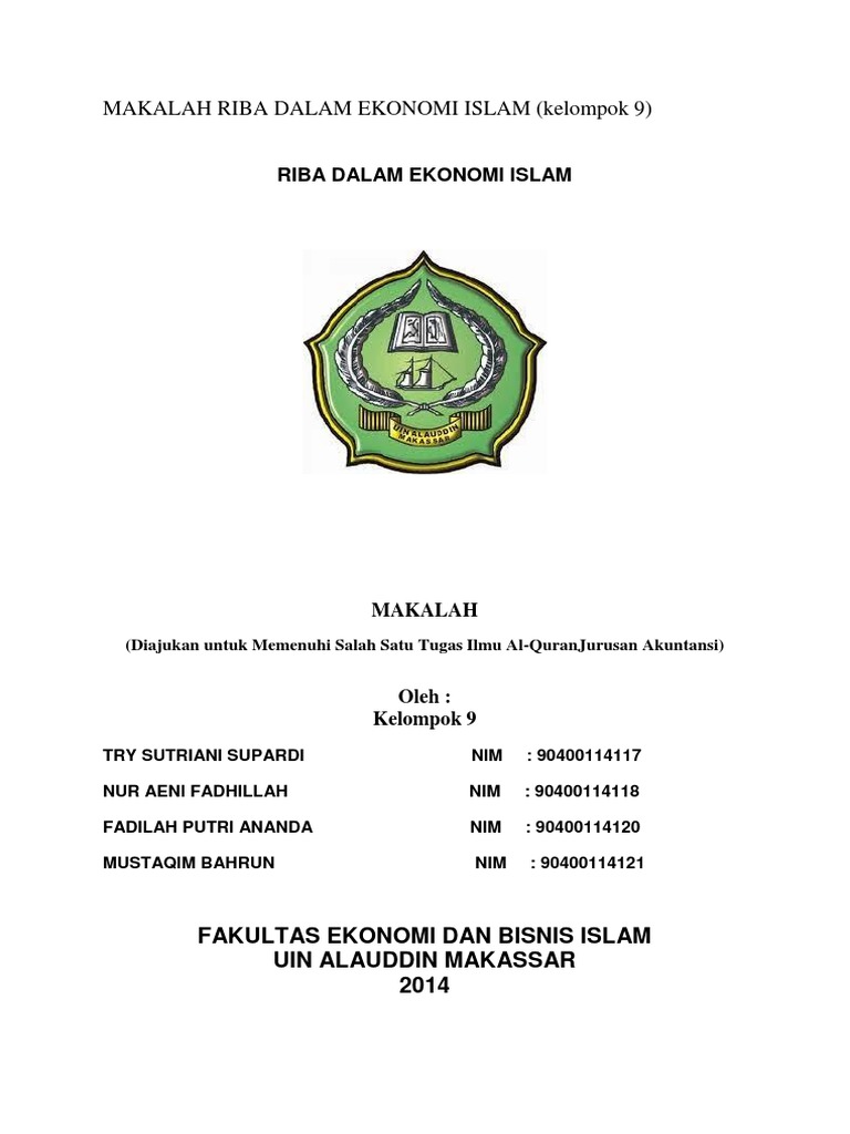 Makalah Riba Dalam Ekonomi Islam | PDF