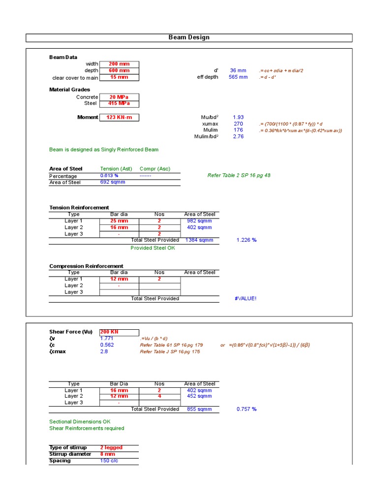 RCC Design | PDF | Beam (Structure) | Bending