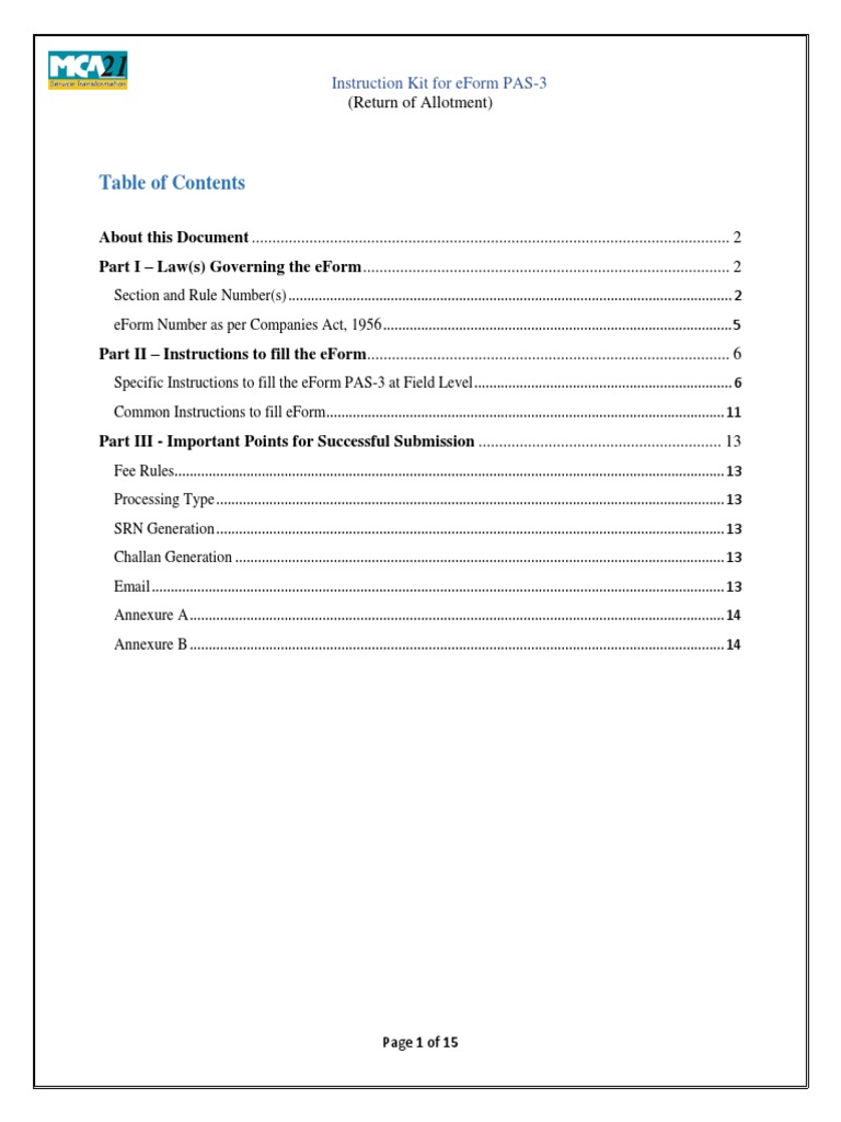 Instruction Kit For Eform Pas-3: (Return of Allotment) | PDF ...