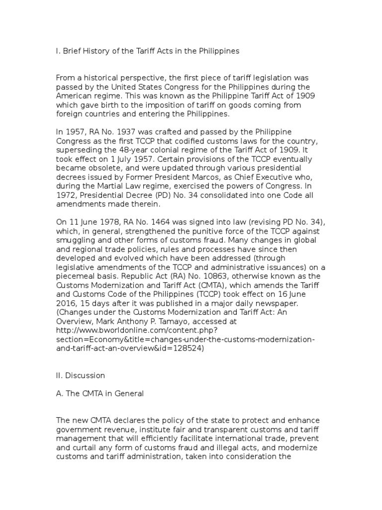 Overview of the Customs Modernization Act | PDF | Customs | Tariff