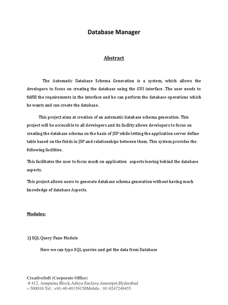 Database Manage Abstract | Download Free PDF | Databases | Graphical User Interfaces
