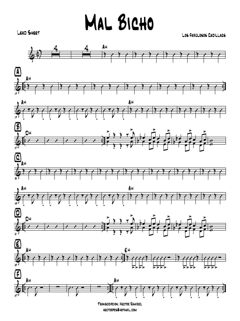 Mal Bicho: A Lead Sheet | PDF